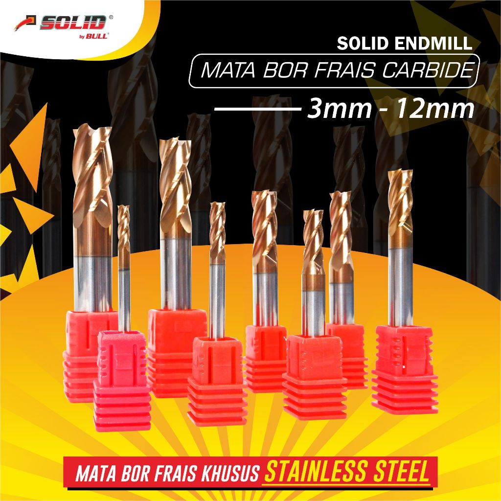Jual Solid Endmill 4 FLUTE mata bor frais CARBIDE (untuk stainless ...