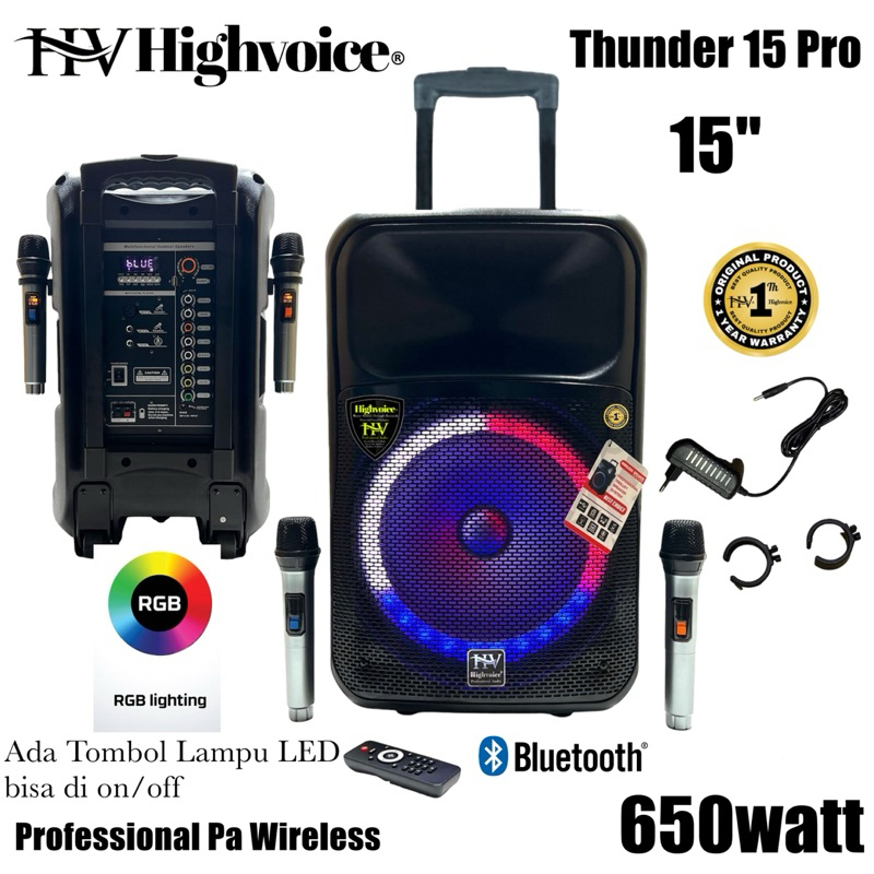 Jual Speaker Aktif Pa wireless 12 inch Highvoice Thunder 12 Pro Power Full Original | Shopee ...