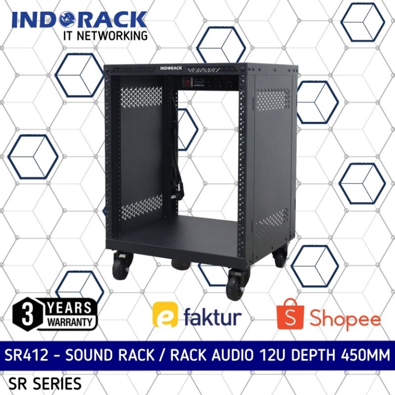 Jual SR412 Sound Rack 12U Depth 450mm INDORACK Rak Audio System ...