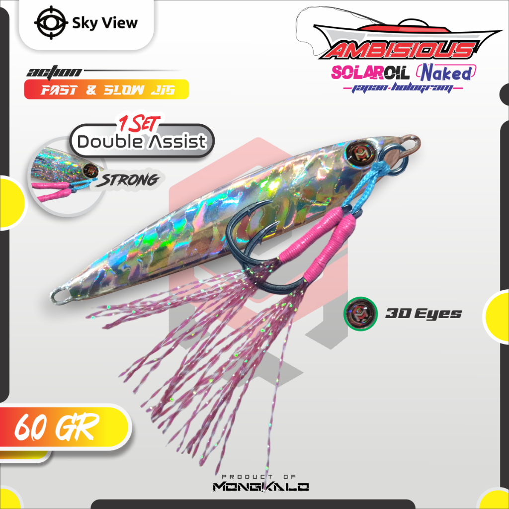 Jual Metal Jig 60 Gram Tenggiri + Double Assist Hook Mongkalo AMBISIOUS Umpan Casting Killer ...