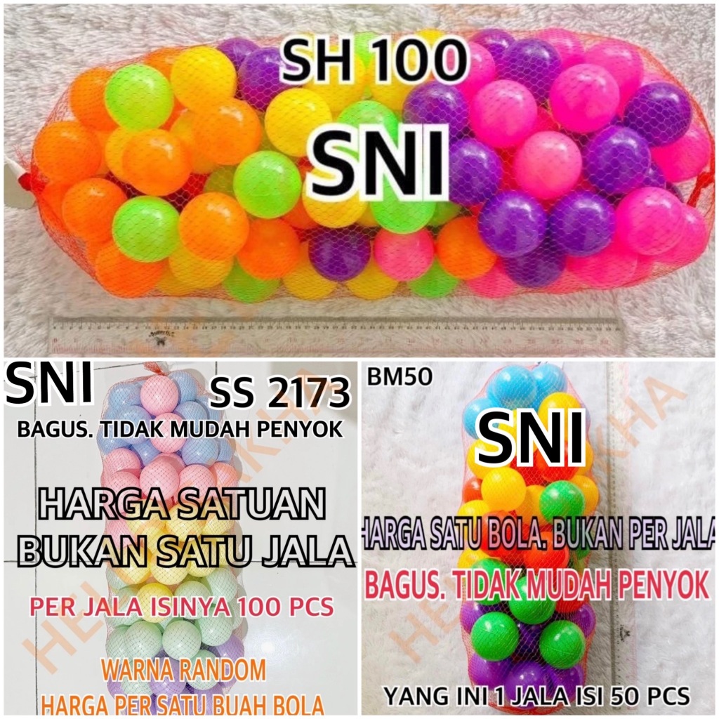 Jual (PRODUK BER-SNI)MAINAN MANDI BOLA MERK SH 100 SUDAH SNI WARNA CERAH LINGKARAN 20 CM TIDAK ...