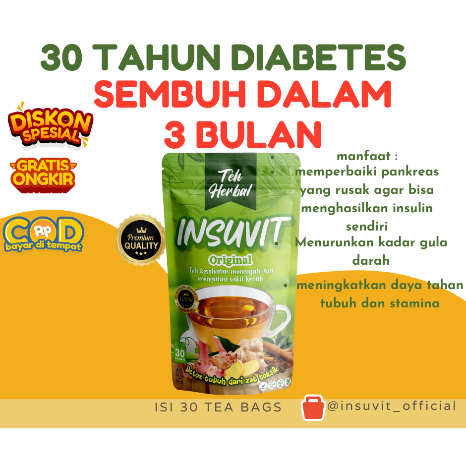 Jual Teh insuvit | herbal diabetes original | isi 30 teh ( promo diskon ...