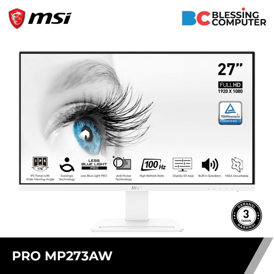 Jual Monitor MSI PRO MP273AW 27 FHD IPS 1920x1080 100Hz 4ms White ...