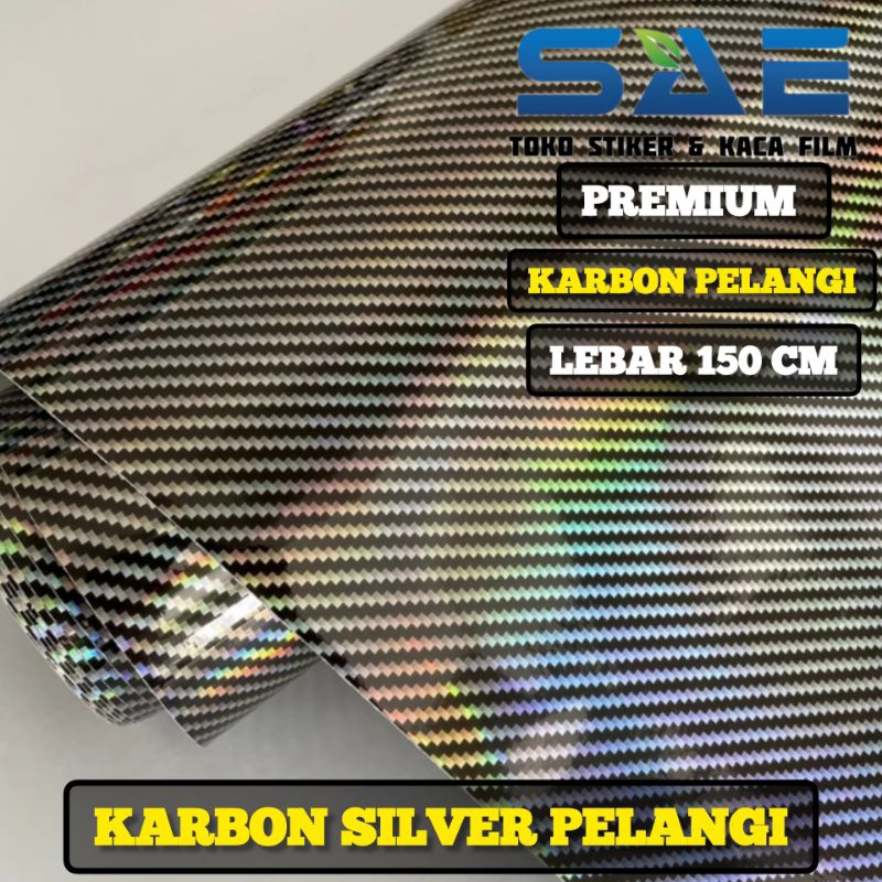 Jual Stiker Skotlet Carbon Silver Pelangi Untuk Pelapis Mobil Dan Motor ...