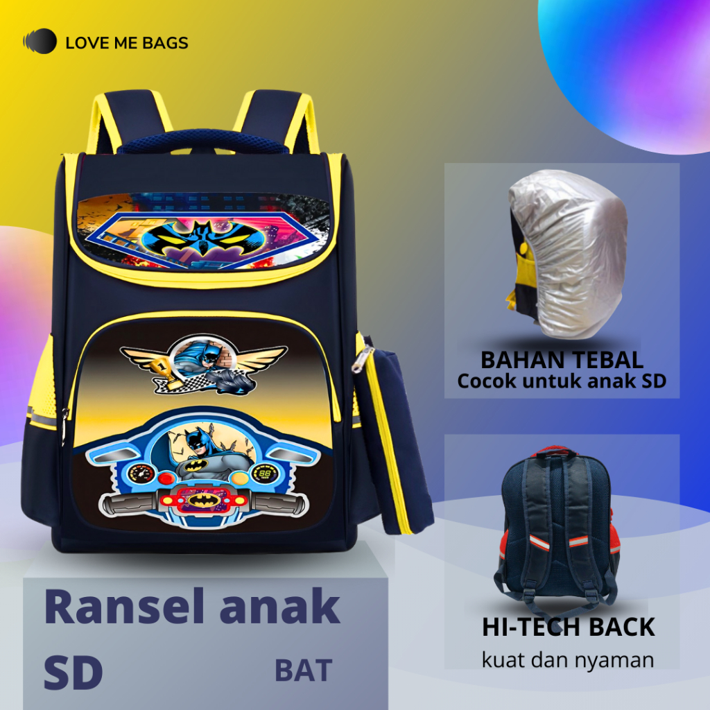 Jual LMB Tas Anak Sekolah Laki Laki SD Import Bahan Nilon Premium Karakter Superhero Timbul 6D ...