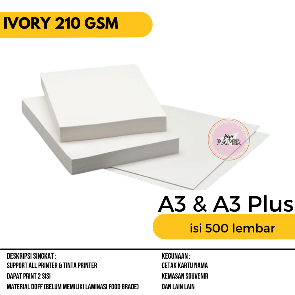 Jual kertas ivory 210 gsm A3 & A3 PLUS isi 500 lembar kertas ivory A3 ...