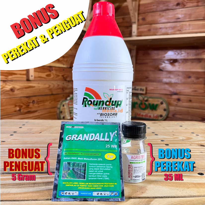 Jual Paket Herbisida ROUNDUP 486 SL 1 Liter BONUS Perekat & Penguat ...