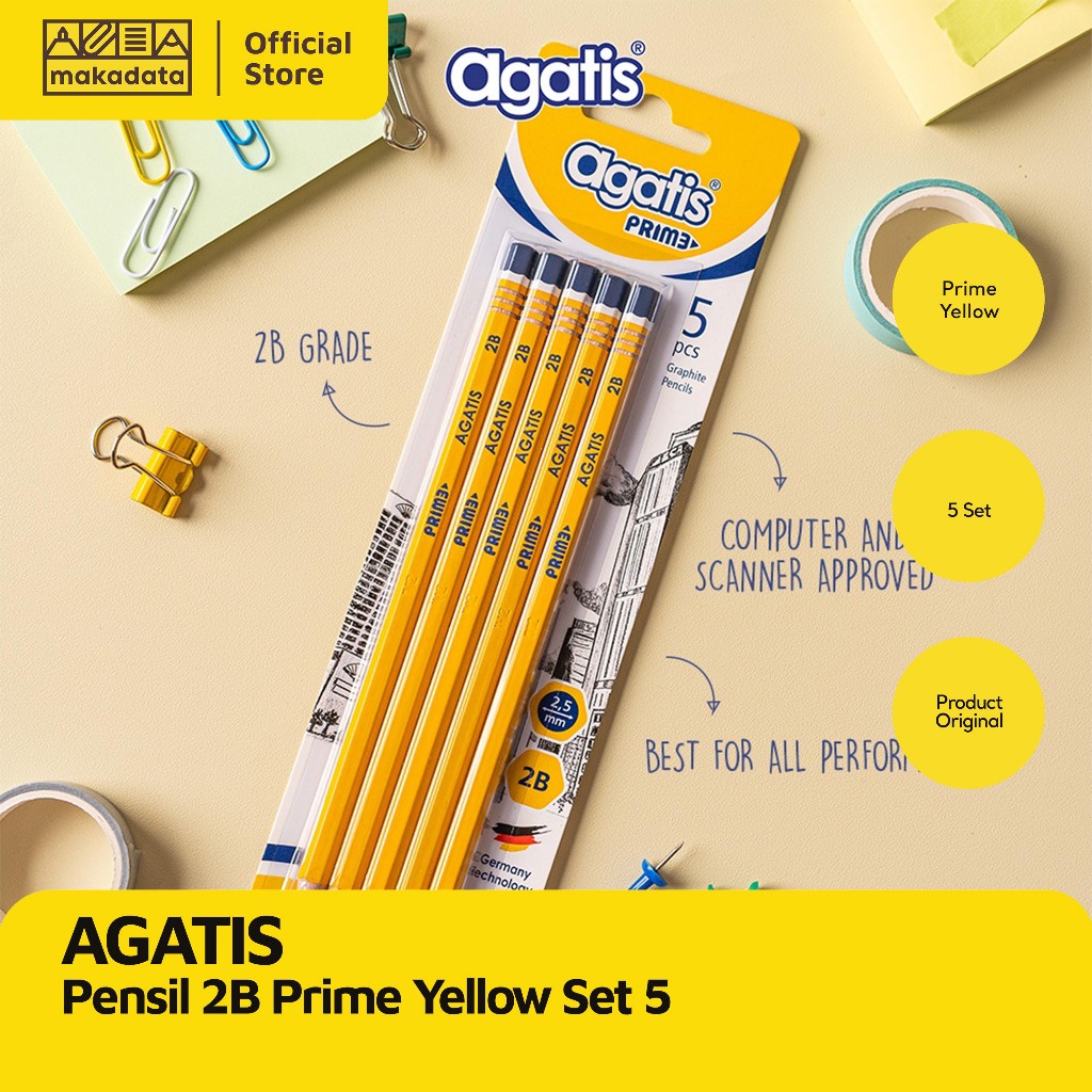 Jual PENCIL / PENSIL 2B PRIME YELLOW AGATIS SET 5 / PENSIL 2B PRIME ...