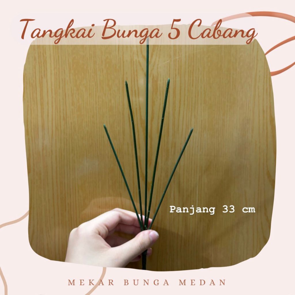 Jual (XK 100) - (12 pc) Tangkai Bunga Kawat 5 Cabang Termurah Batang ...