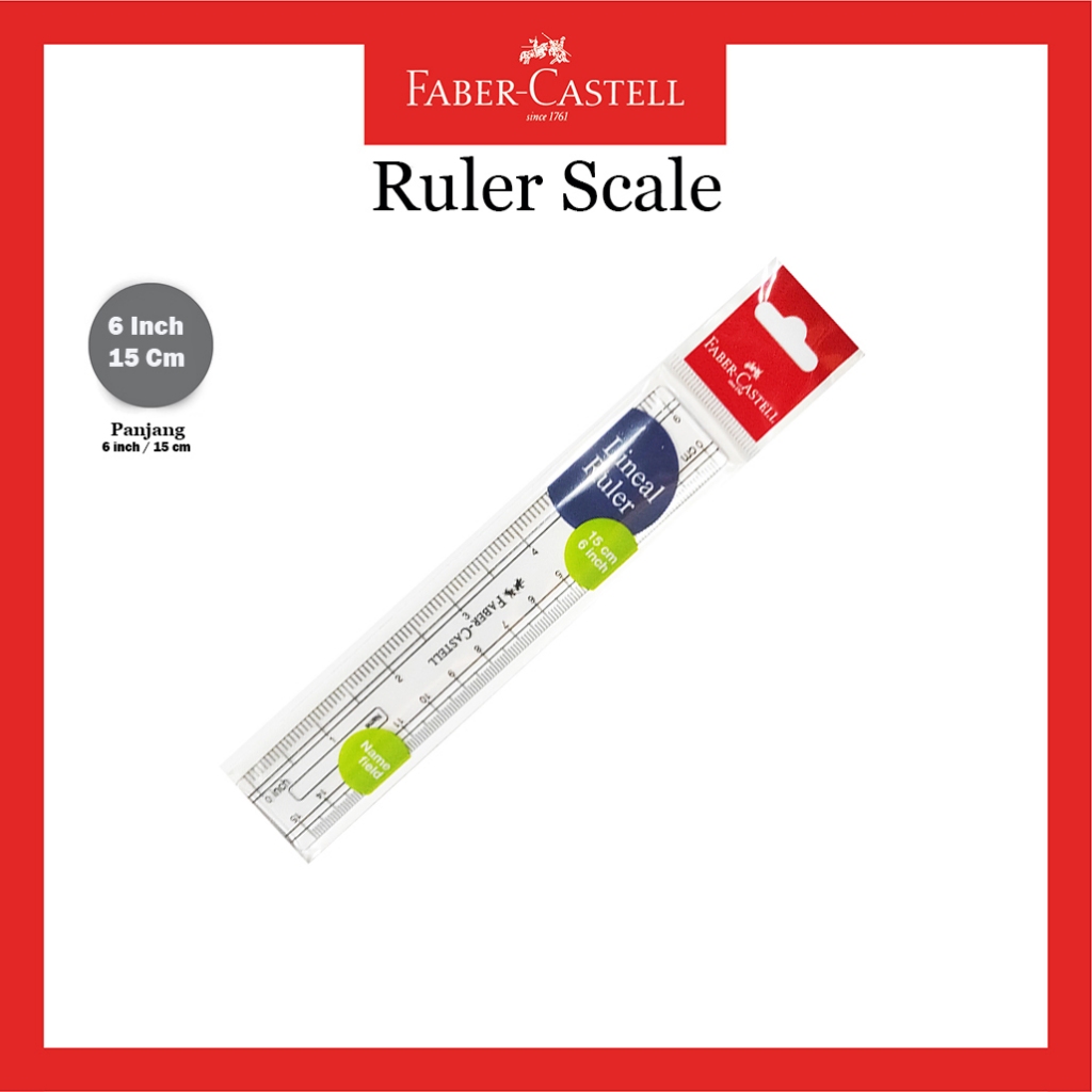 Jual Penggaris Faber Castell 15 cm / Plastik Keras Tebal / Ruller Scale ...