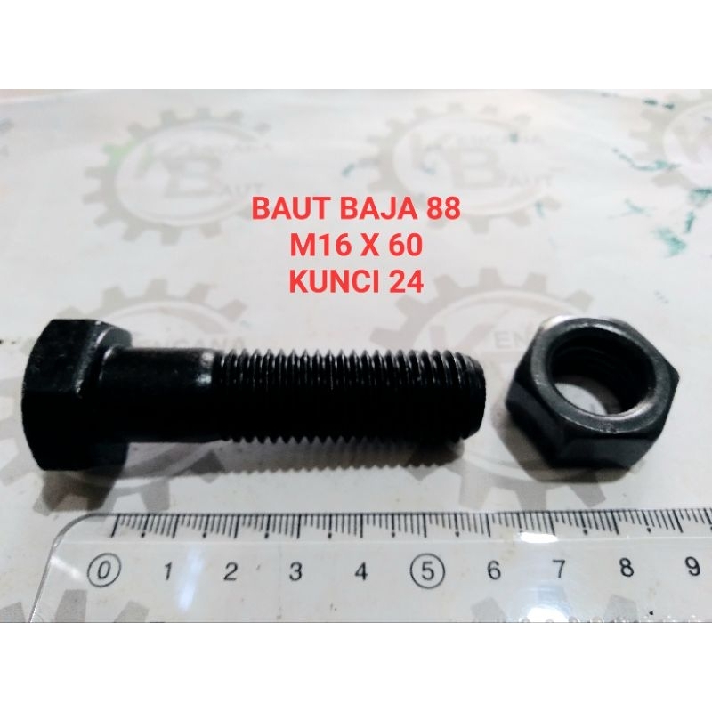 Jual BAUT MUR BAJA 88 M16 X 60 HITAM KUNCI 24 PANJANG 6 CM | Shopee Indonesia