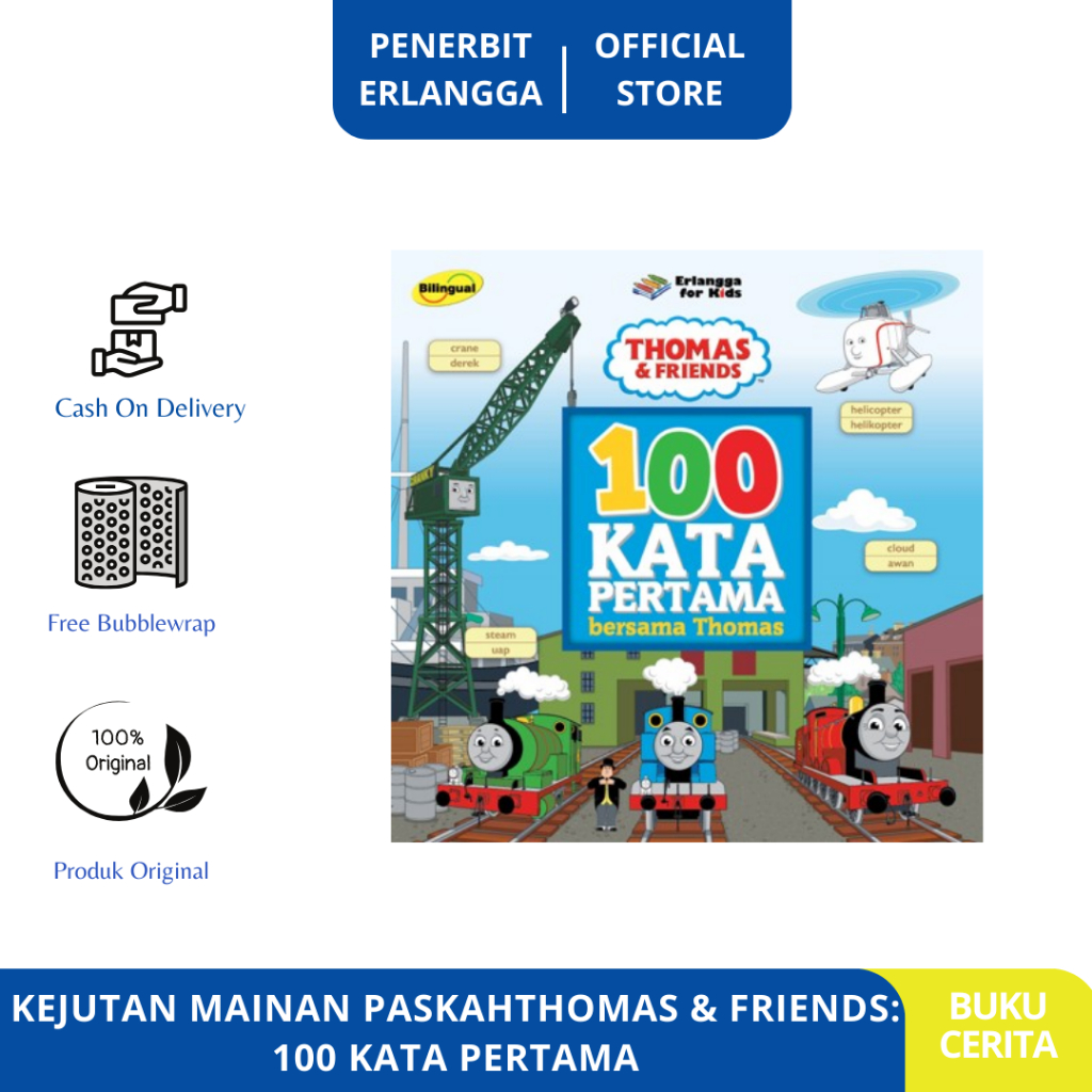 Jual BUKU CERITA ANAK: THOMAS & FRIENDS: 100 KATA PERTAMA -ERLANGGA | Shopee Indonesia
