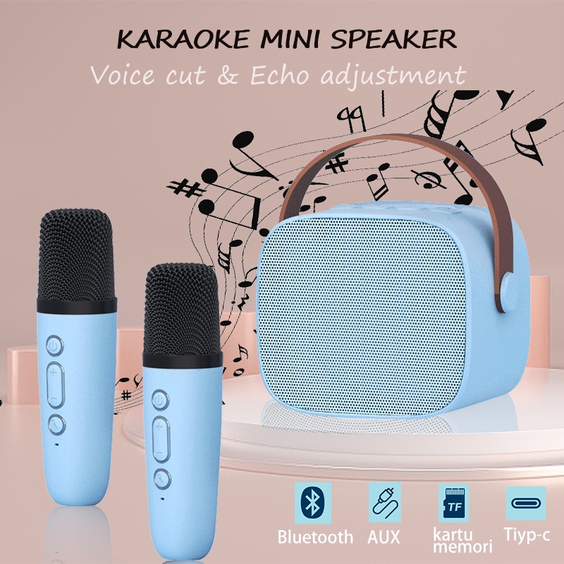 Jual 2Mic Wireless Karaoke Bluetooth Speaker Mini Portabel Microphone ...