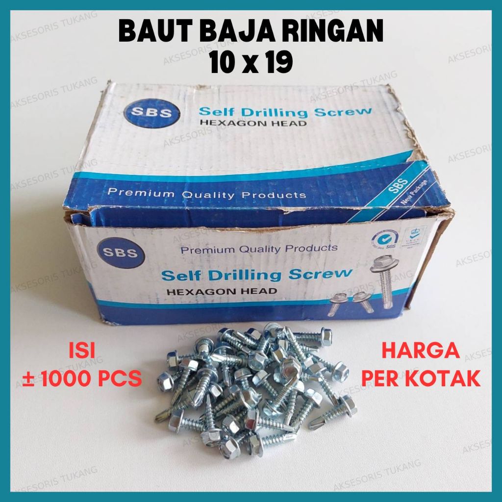 Jual [1000 PCS] Baut Rangka Baja Ringan 10x19 Per Kotak Skrup Baut ...