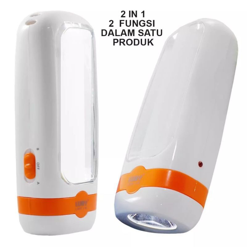 Jual Lampu emergency + Senter LUBY 7677 lampu darurat lamp. tahan 8 jam | Shopee Indonesia