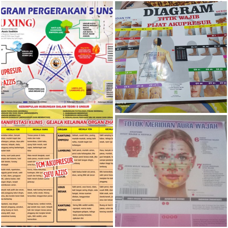 Jual Paket Bundling 3 Poster (1) | Titik Akupresur, Pergerakan 5 Unsur ...