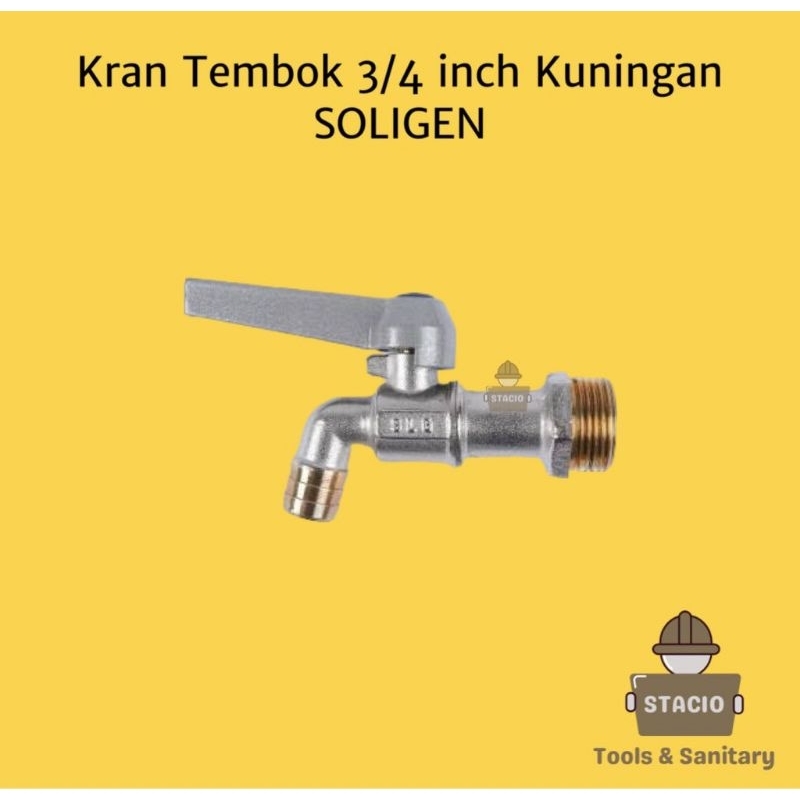 Jual Kran Tembok 3/4" inch Kuningan Soligen Keran Air Tembok Kuningan ...