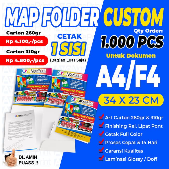 Jual Map Folder Custom A4/F4 (Cetak 1 Sisi) 1.000 Pcs | Stopmap Dokumen ...