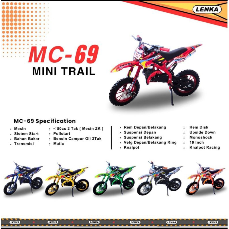Jual Sepeda Motor Bensin Mainan Anak Mini Trail Lenka MC69 2 Tak 50cc ...