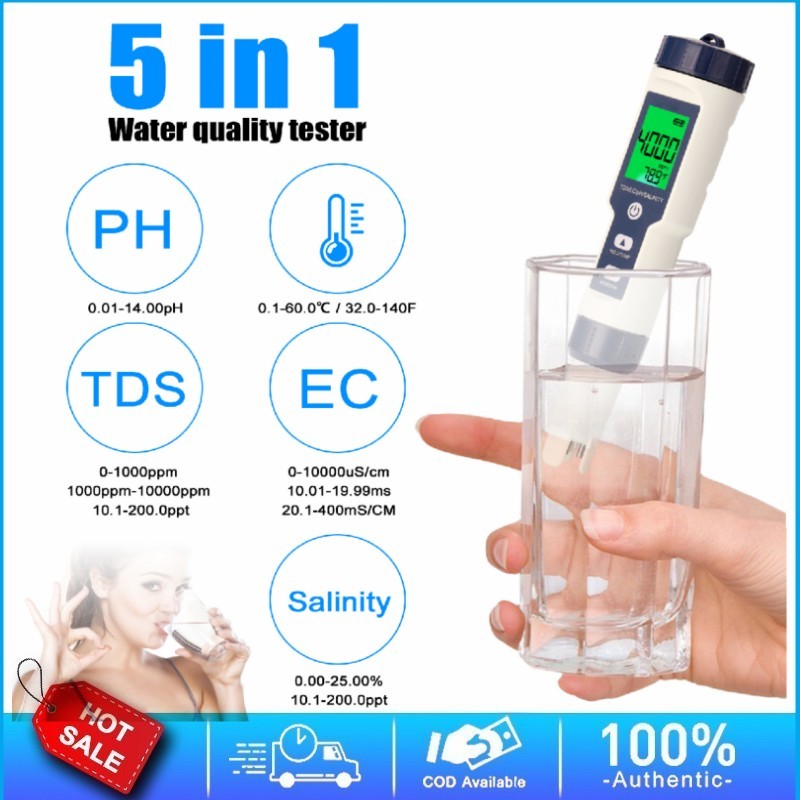 Jual ⭐Ready Stock⭐ Multifungsi 5 in 1 Pengukur Digital Kualitas Air ...