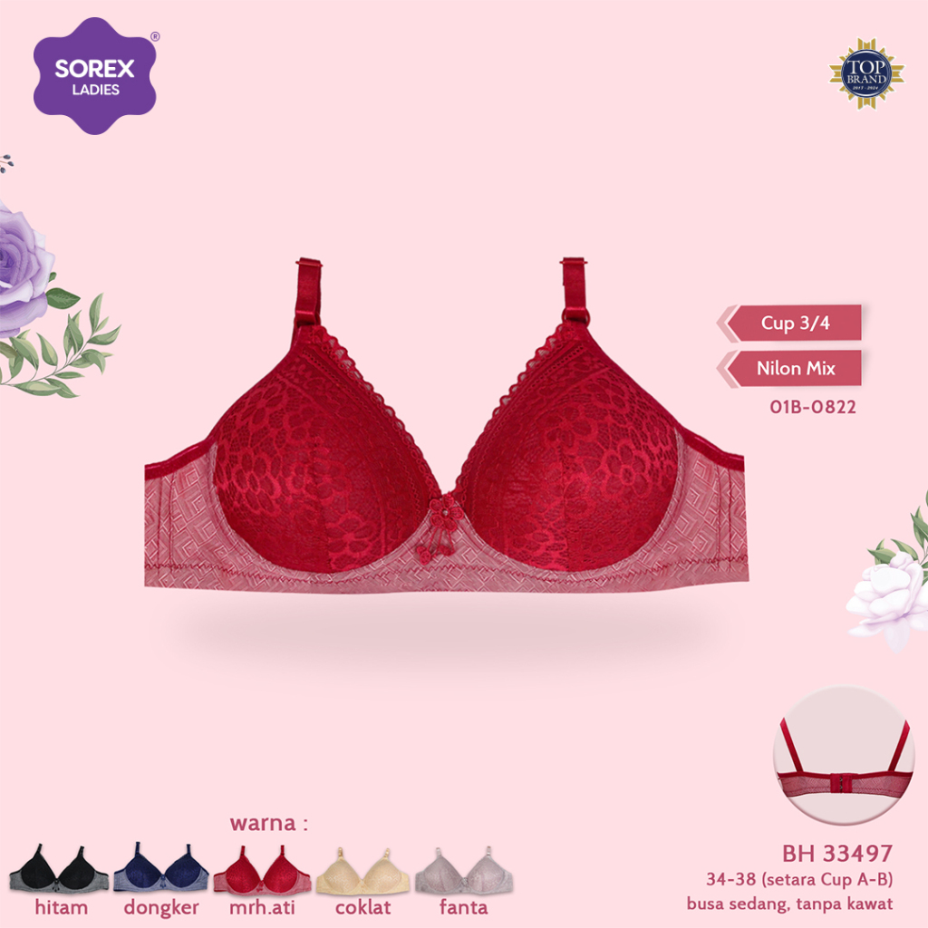 Jual Sorex Bra Busa Tanpa Kawat Kait 2 Setara Cup A-B Cup 3/4 Nilon Mix ...