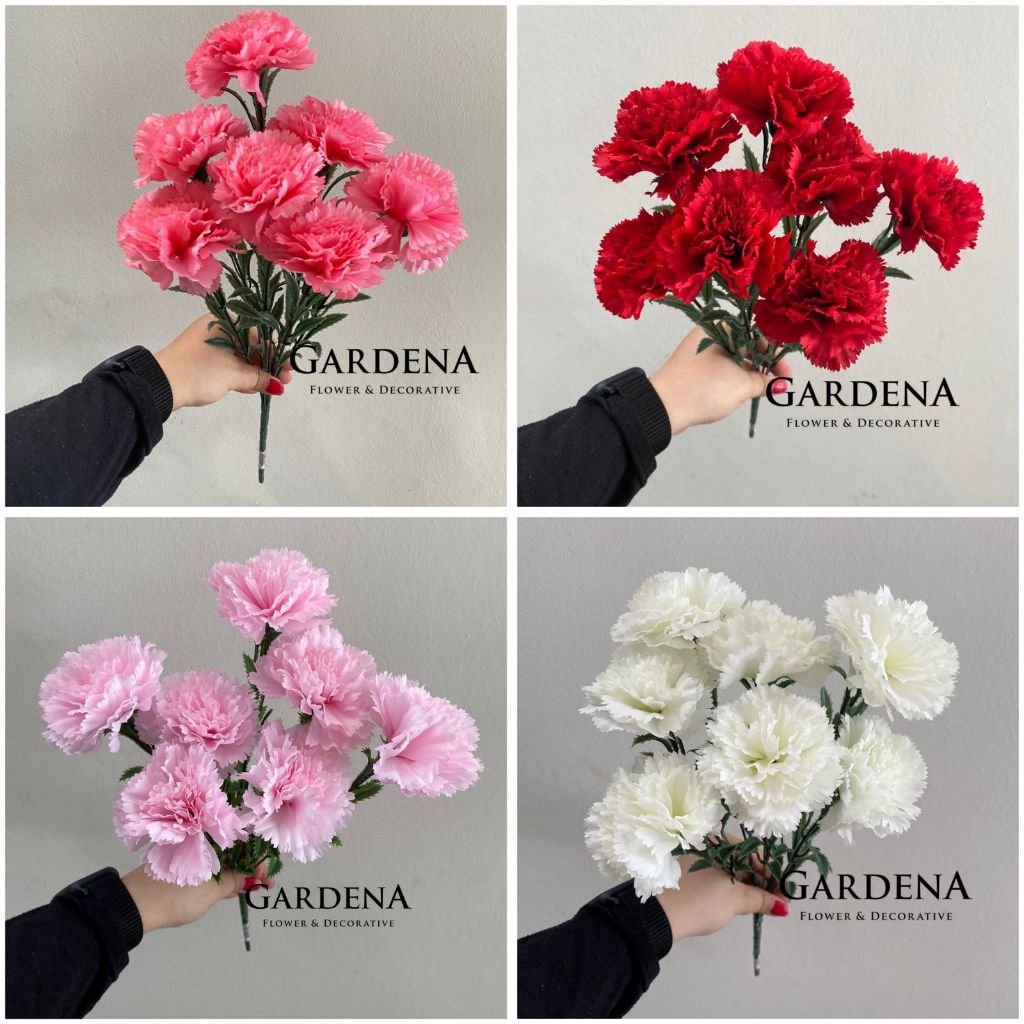 Jual Gardena bunga carnation anyelir spray 7 Cabang Artificial palsu ...