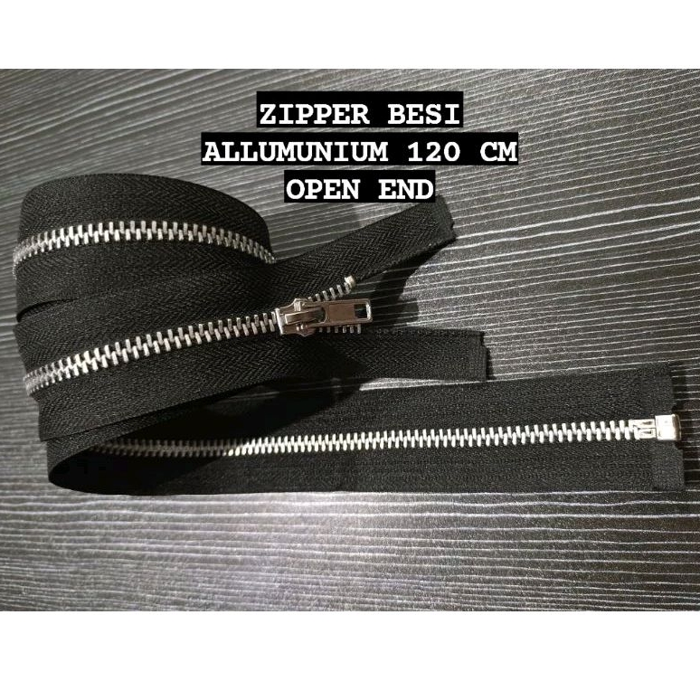 Jual ZIPPER BESI ALMUNIUM 120 CM GIGI SILVER OPEN END | Shopee Indonesia