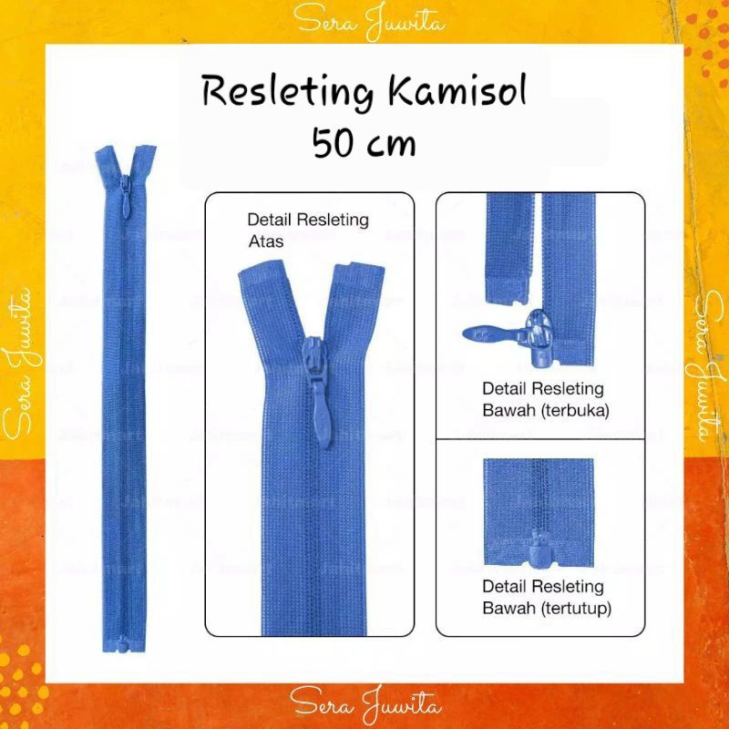 Jual Resleting Kamisol 50 cm Merk Amco Warna Hitam Putih Biru Dongker ...