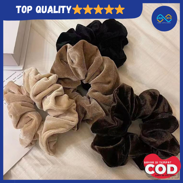 Jual Ikat Rambut Scrunchies Bludru Ukuran Medium Karet Ikat Rambut ...
