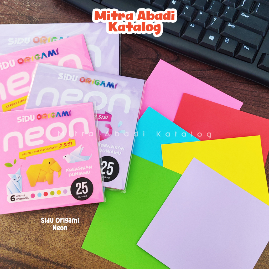 Jual KERTAS LIPAT SIDU NEON / ORIGAMI PAPER WARNA BOLAK BALIK SINAR ...