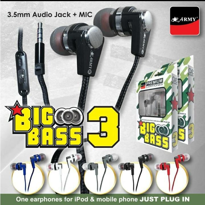 Jual Headset Handsfree Army Big Bass 10 Original Army | Shopee Indonesia