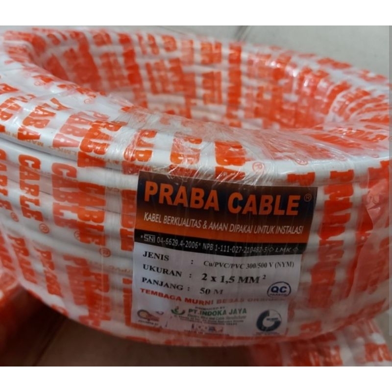 Jual Kabel Listrik PRABA 2x1,5 50Meter Praba cable 50 Meter Asli ...