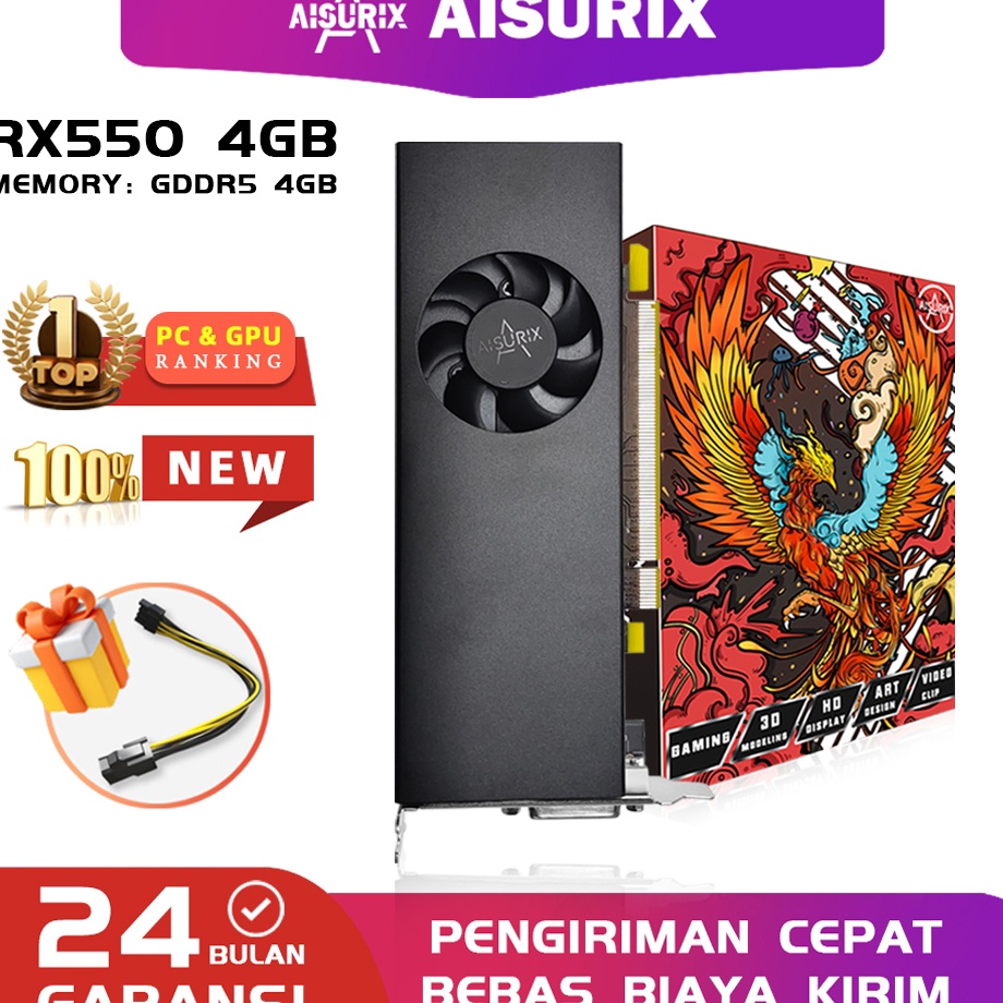 Jual Tawaran Terpanas AISURIX AMD RX 55 4GB DDR5 128Bit Graphics Card ...