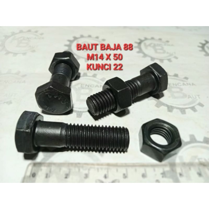 Jual BAUT MUR BAJA 88 M14 X 50 HITAM KUNCI 22 PANJANG 5 CM | Shopee Indonesia