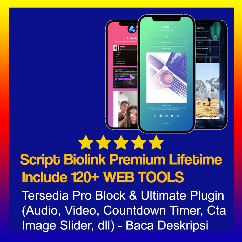 Jual Script Biolink Keren & Professional Social Media Premium Lifetime | Shopee Indonesia