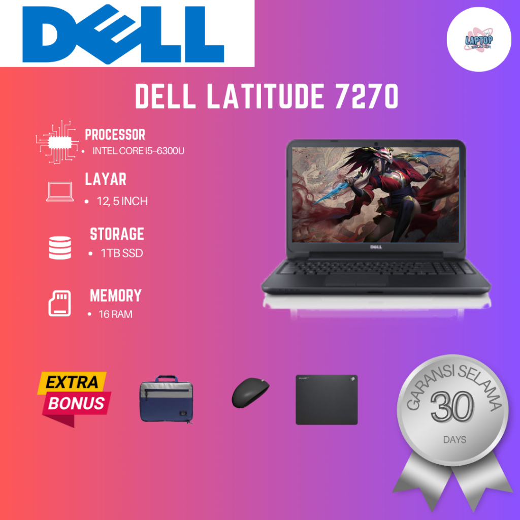 Jual Laptop Dell Latitude 7240 7250 7270 Core I5/I7 GEN 4/5/6 -,Layar 12,5 INCH MURAH ...