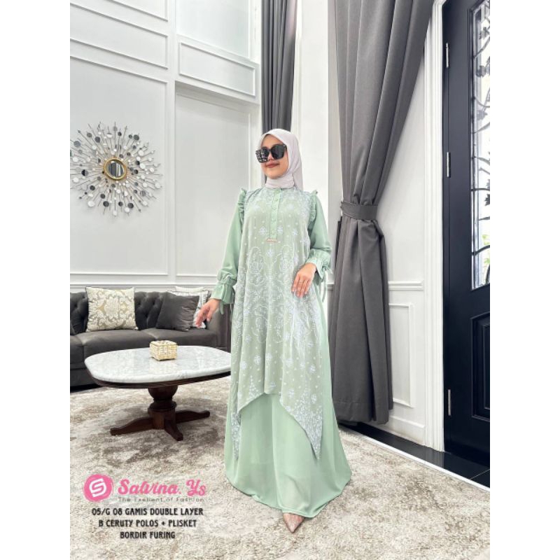 Jual GAMIS DOUBLE LAYER LD102/110 PB 140 BHN CERUTY PLISKET MIX BORDIR ...