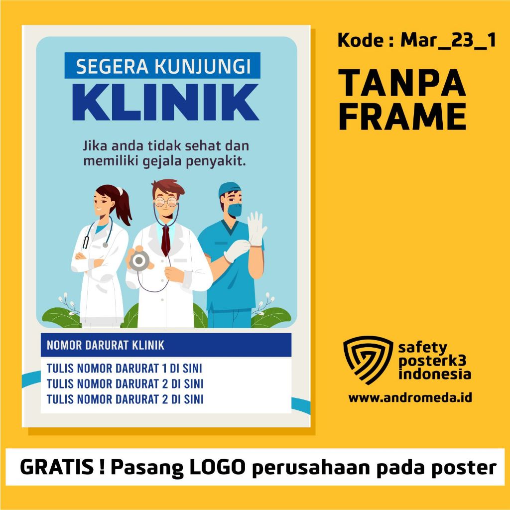 Jual Safety Poster: Segera Pergi Ke Klinik Jika Memiliki Gejala_A3 ...