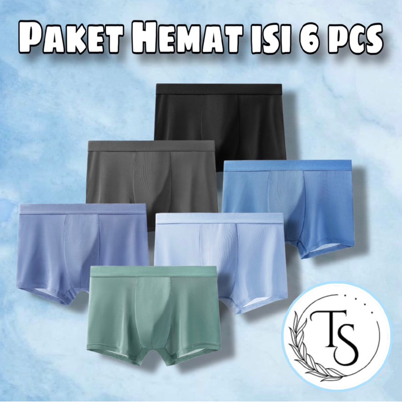 Jual Tortton PAKET 6 PCS Celana Dalam Pria Boxer Antibakteri Ice Silk Elastis | Shopee Indonesia