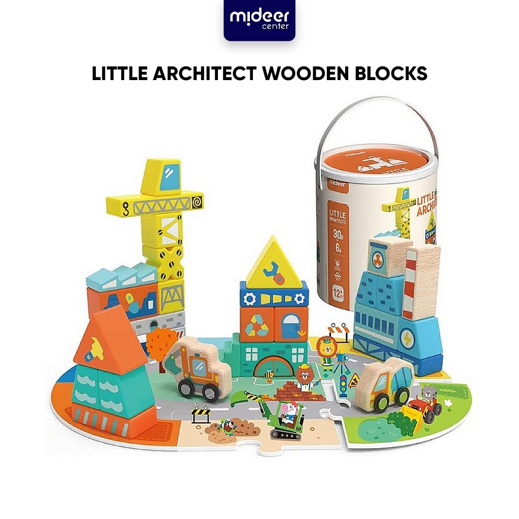 Jual Mideer Little Architect City Block Building Blocks Mainan Balok Edukasi Kayu Anak 1 ...