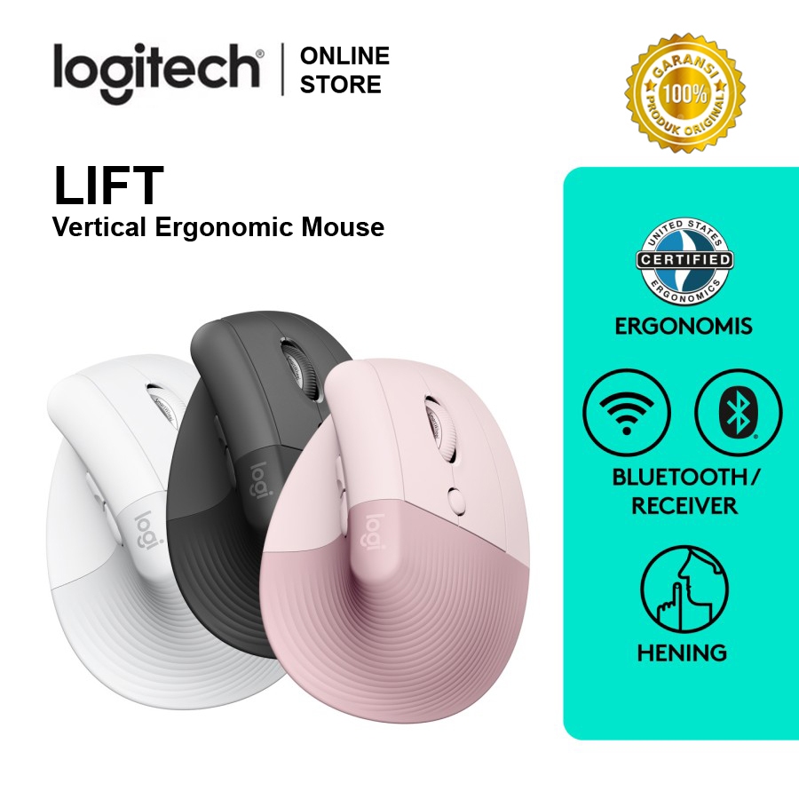 Jual Logitech LIFT Mouse Ergonomic Vertical Wireless Bluetooth | Shopee Indonesia