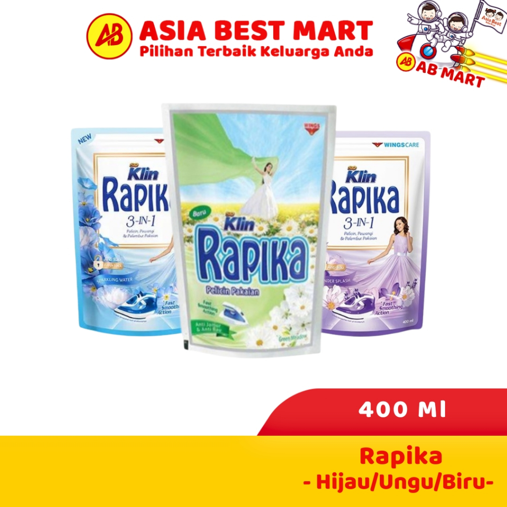 Jual Rapika Hijau, Ungu, Biru Pelicin Pewangi Pelembut Pakaian 400Ml ...