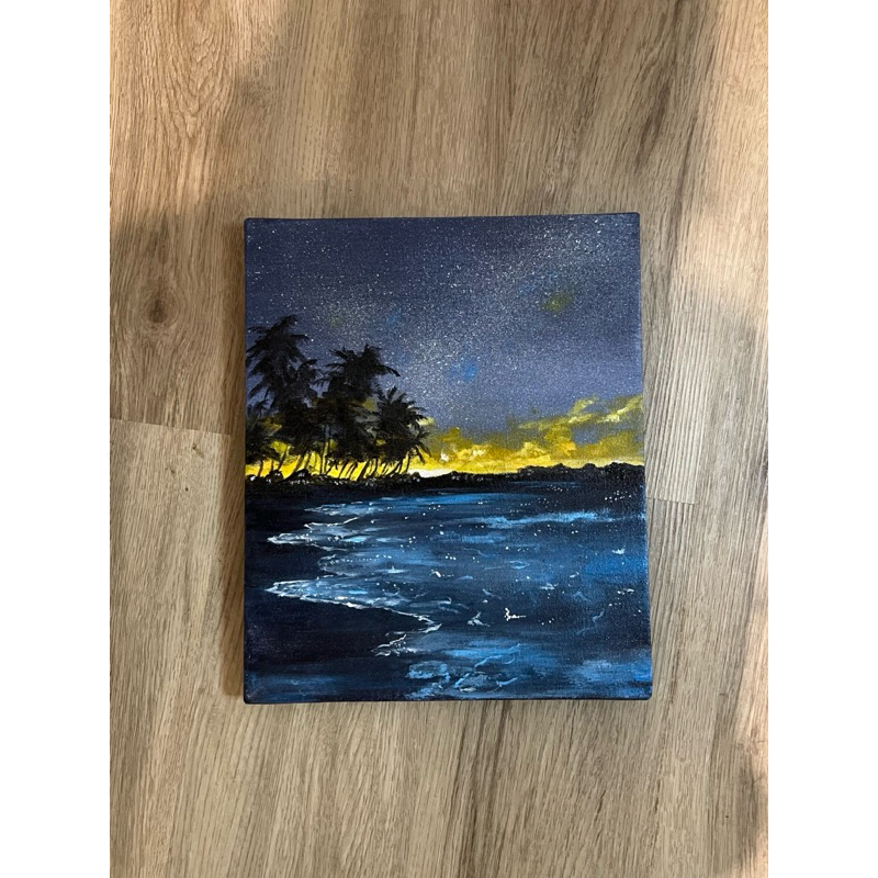 Jual lukisan kanvas murah remake joony art ROMANTIC BEACH acrylic ...