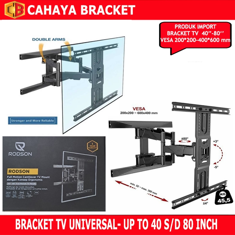 Jual bracket tv swivel NB P6 40 sampai 80 inch Bracket tv 65 inch ...