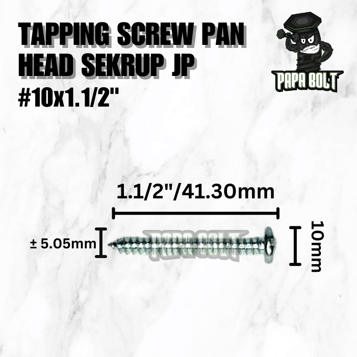 Jual Tapping Screw Pan Head / Skrup JP / Baut Sekrup #10 x 1/2 - 3 ...