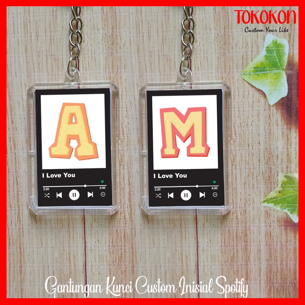 Jual Ready Gantungan Kunci Inisial Spotify Custom Keychain Huruf Couple ...