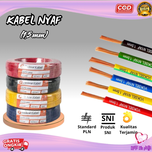 Jual KABEL NYAF 1,5MM SERABUT NYAF 1X1,5 MM NYAF 1,5 MM (1 Meter) | Shopee Indonesia
