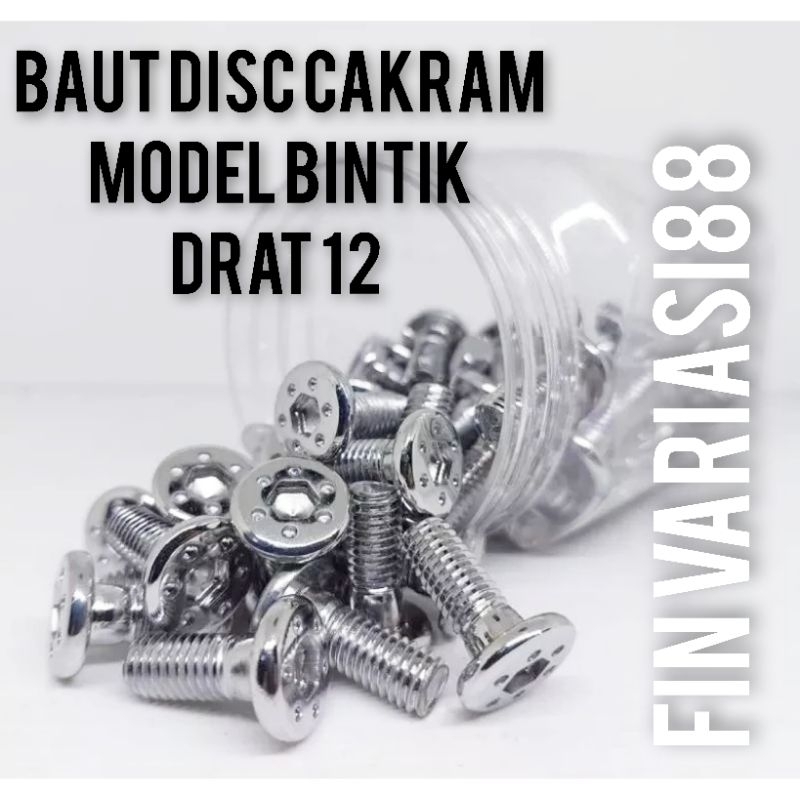 Jual BAUT PROBOLT PIRINGAN DISC CAKRAM MODEL BINTIK CHROME DRAT 12 UNIVERSAL MOTOR | Shopee ...