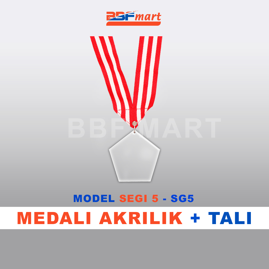 Jual Medali Wisuda Model SEGI 5 Akrilik Bening Polos Plus Tali Merah ...