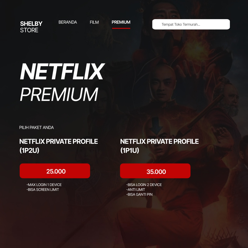 Jual NETFLXXX PREMIUM-FULL GARANSI-ULTRA HD-4K 1P2U (3 BULAN) | Shopee Indonesia